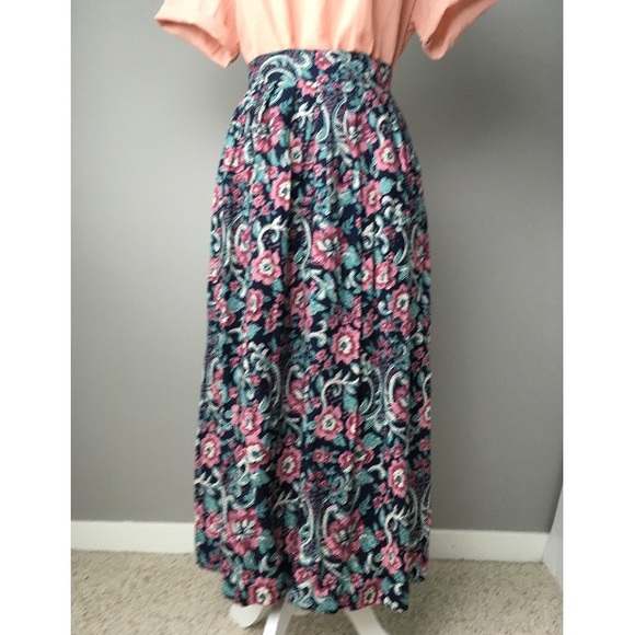 Vintage | Skirts | Vintage Maggie Lawrence Floral Pleated Maxi Skirt ...